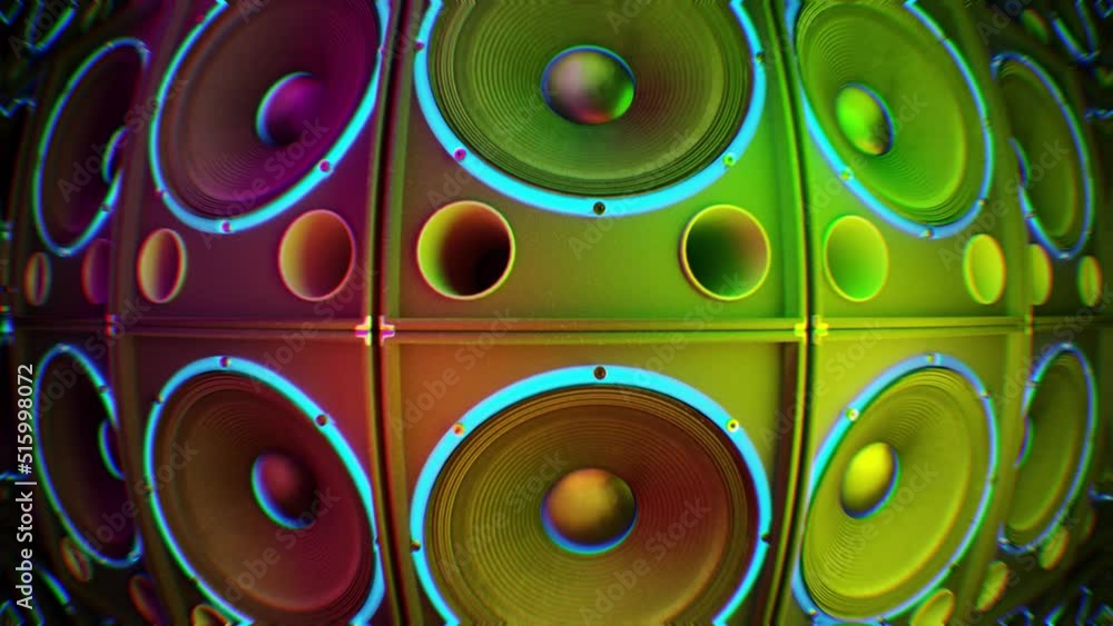 Endless Colorful Big Bass Subwoofer, Animation.Full HD 1920×1080. 07 ...