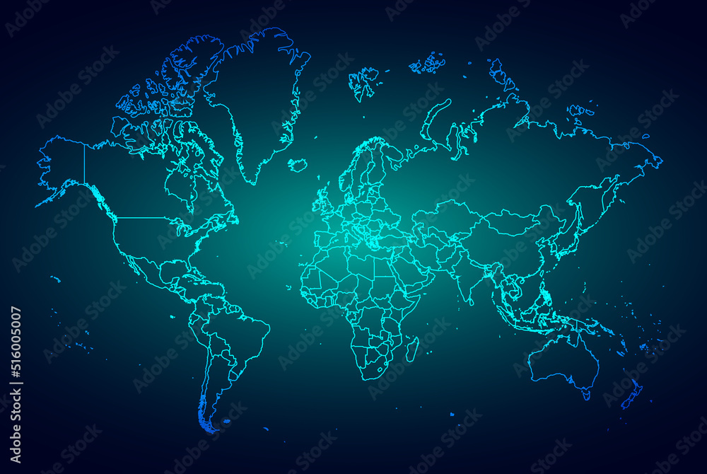 High Detail World map.All elements are separated in editable layers ...