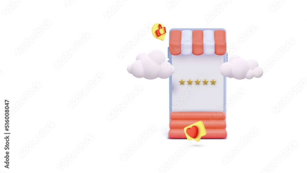 Online shopping store with mobile, shopping cart, mail, clouds in ...