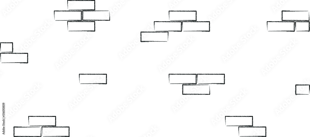 Grunge, empty background brick wall side view. Funny vector block stone ...