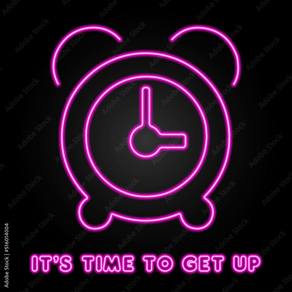 alarm clock neon sign, modern glowing banner design, colorful modern ...