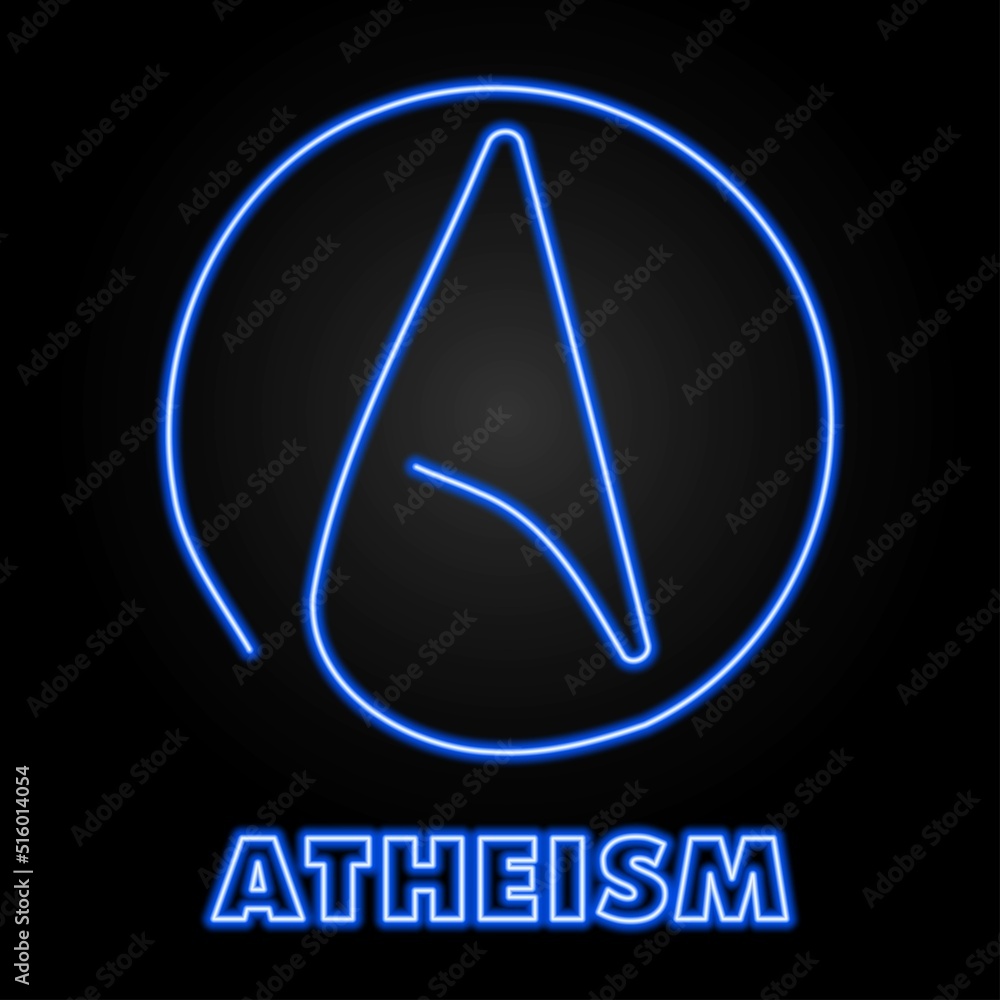 atheism neon sign, modern glowing banner design, colorful modern design ...