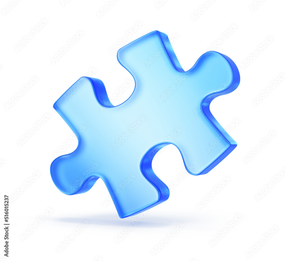 Blue puzzle piece isolated on white - 3d rendering Stock Illustration ...