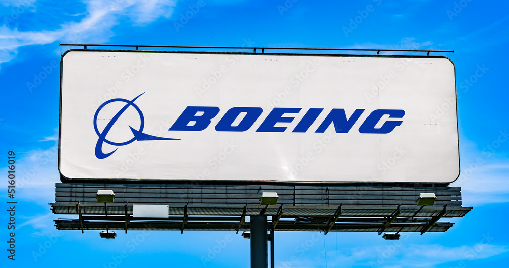 Advertisement billboard displaying logo of The Boeing Company Stock ...