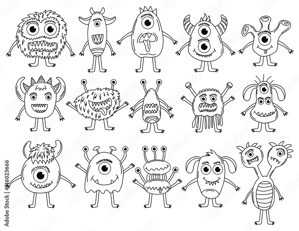 Funny and cute Alien monster with three eyes for kids. Imaginary ...