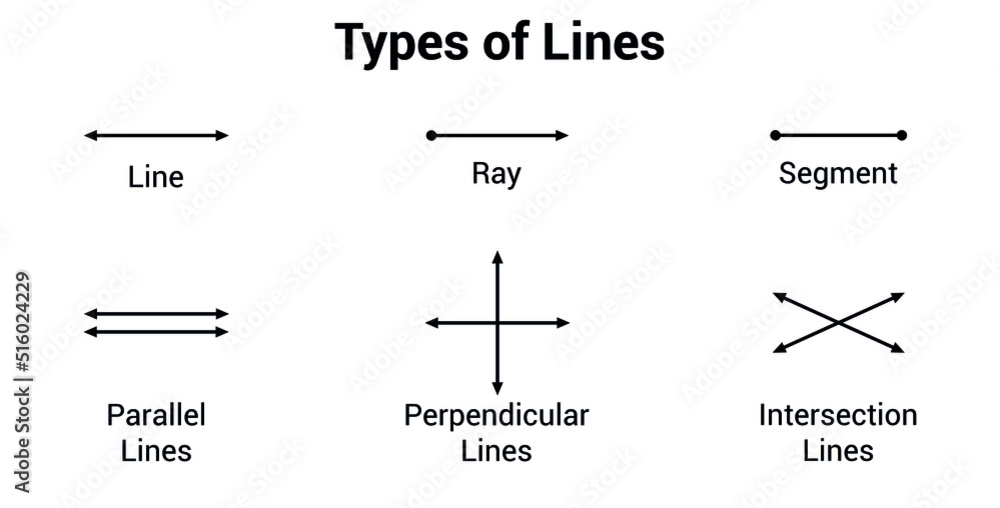 Vetor de different types of lines in mathematics do Stock | Adobe Stock