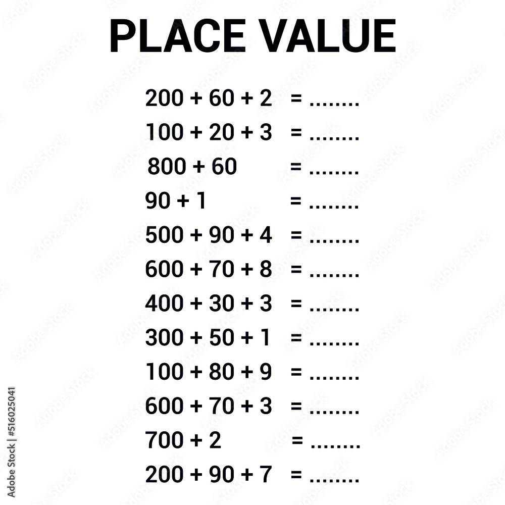 Place Value Worksheets Build A 3 Digit Number From The Parts Stock place-value-worksheets-build-a-3-digit-number-from-the-parts-stock