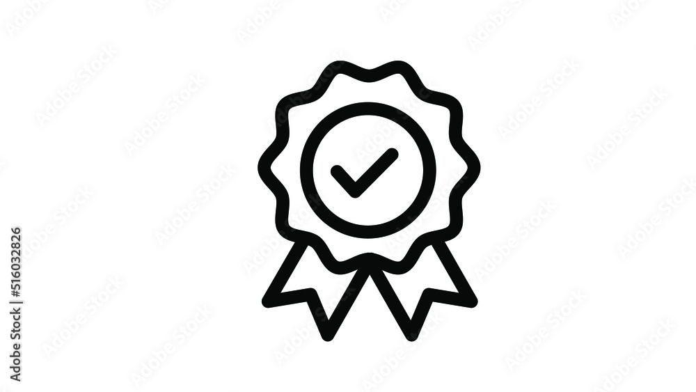 Certified or approved ribbon .Certificate icon.Check mark vector.Award ...