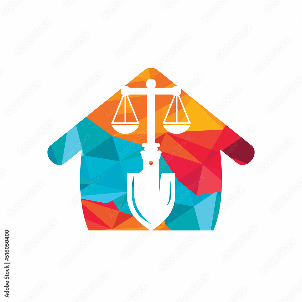 Shovel scale vector logo design. Labor law vector logo design template ...