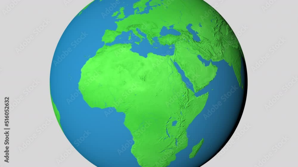 Seamless looping animation of the earth zooming in to the 3d map of ...
