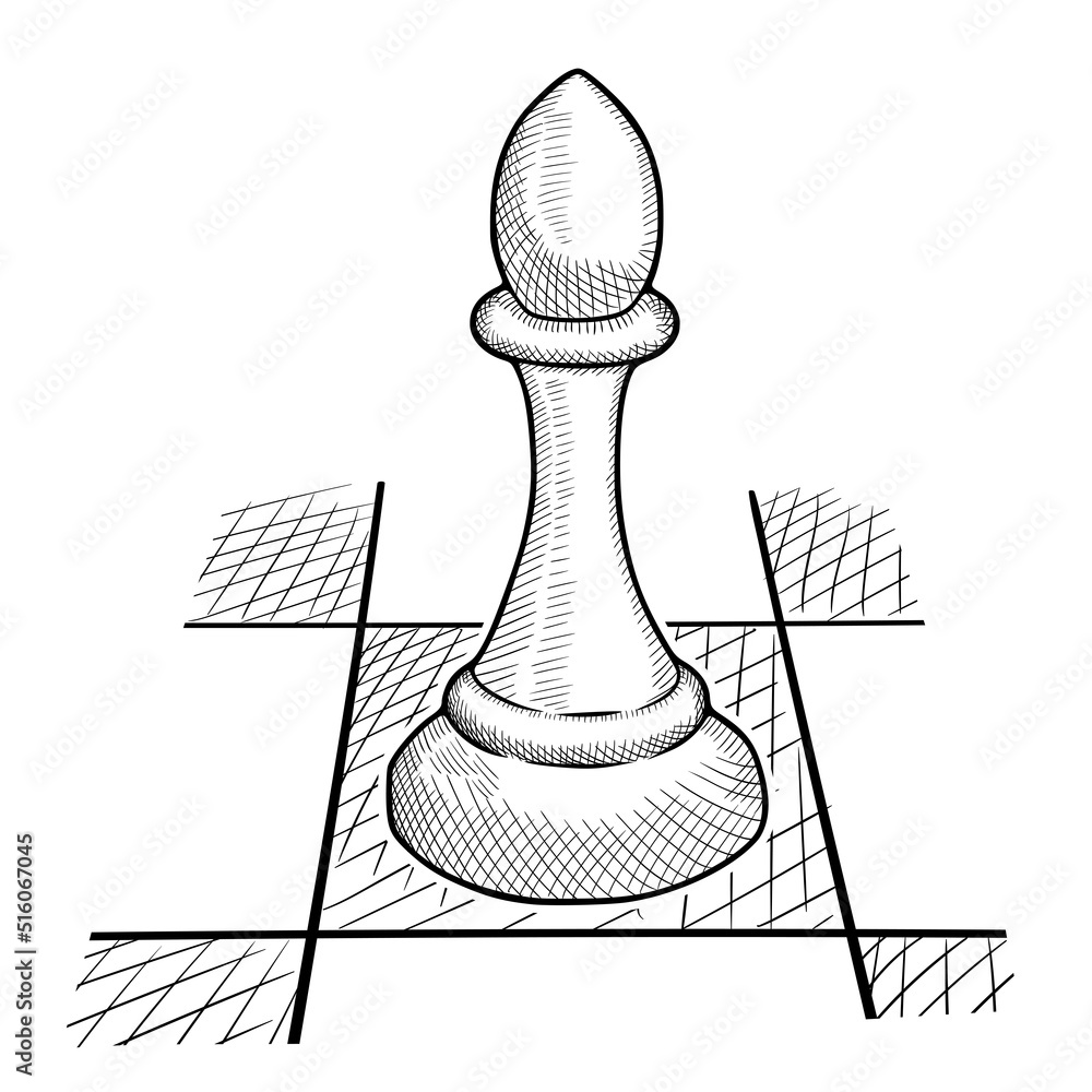 Hand drawn vector sketch. Chess piece on a white background. Chess ...
