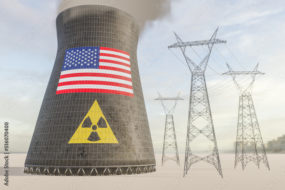 Nuclear energy in United States Of America or USA concept. Cliche ...