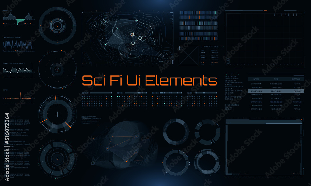 Set of Sci Fi Modern User Interface Elements. Futuristic cyberpunk HUD ...