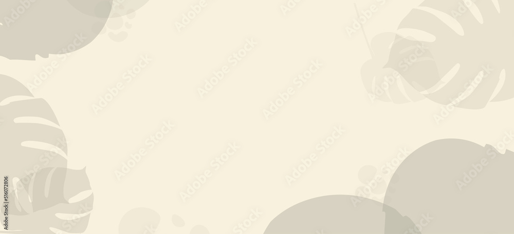 Abstract minimal earth tone long banner template. Organic shapes floral ...