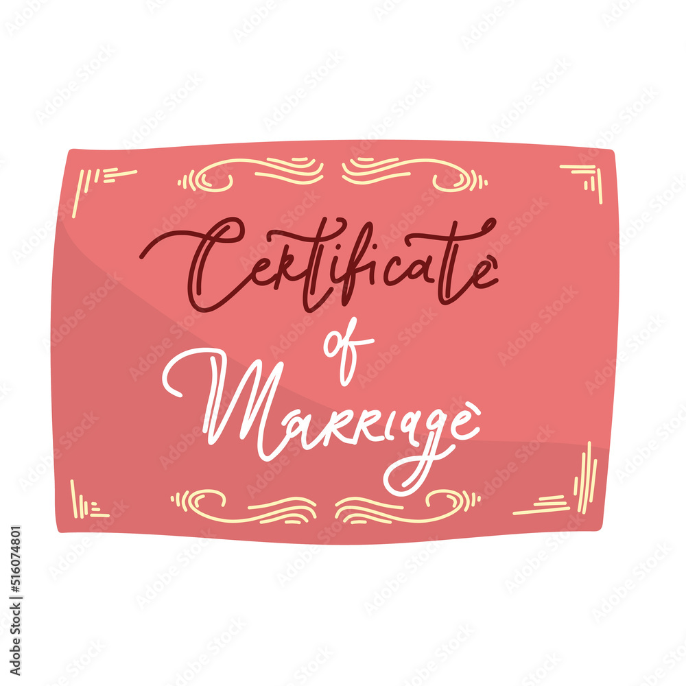 Document line icon. Marriage certificate. Notarized document about ...