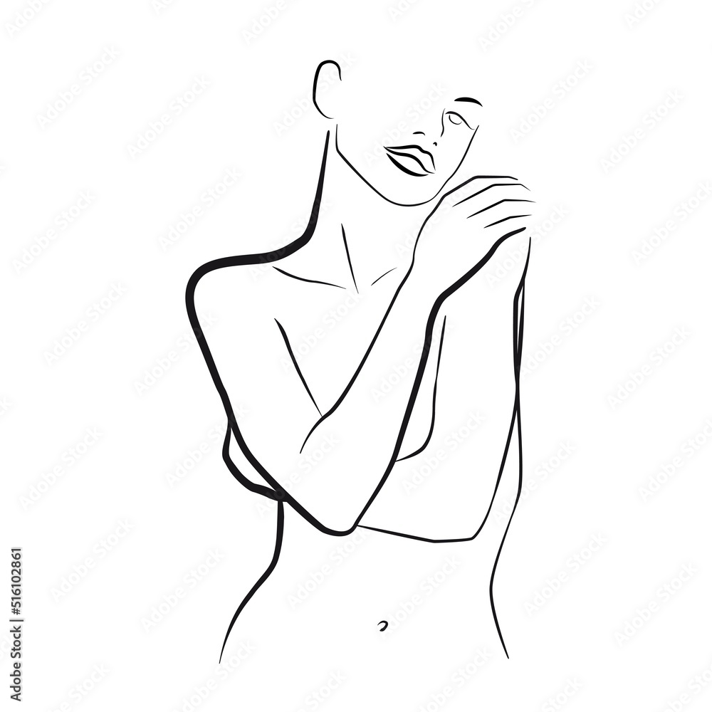 Vetor Do Stock Abstract Line Drawing Of Female Body Woman Body Line Art Drawing For Wall Decor