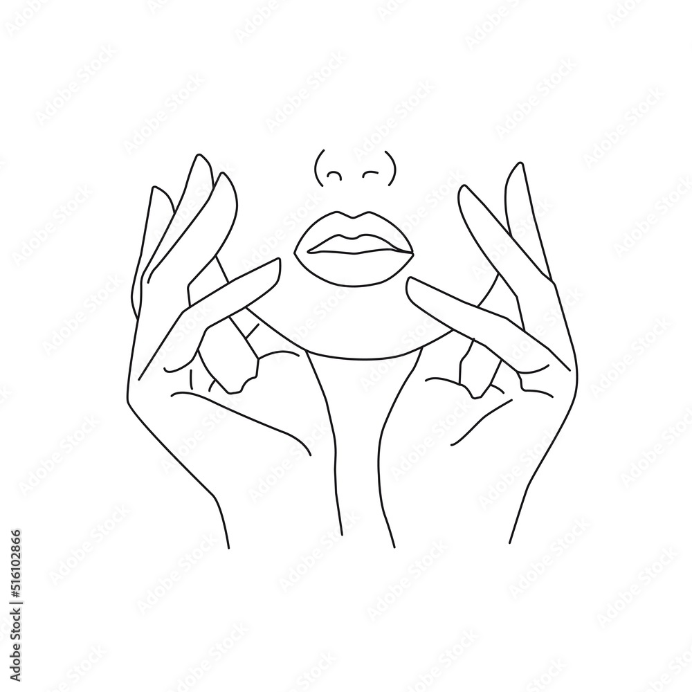 Abstract Woman Face Line Art Drawing Female Face Silhouette One Line