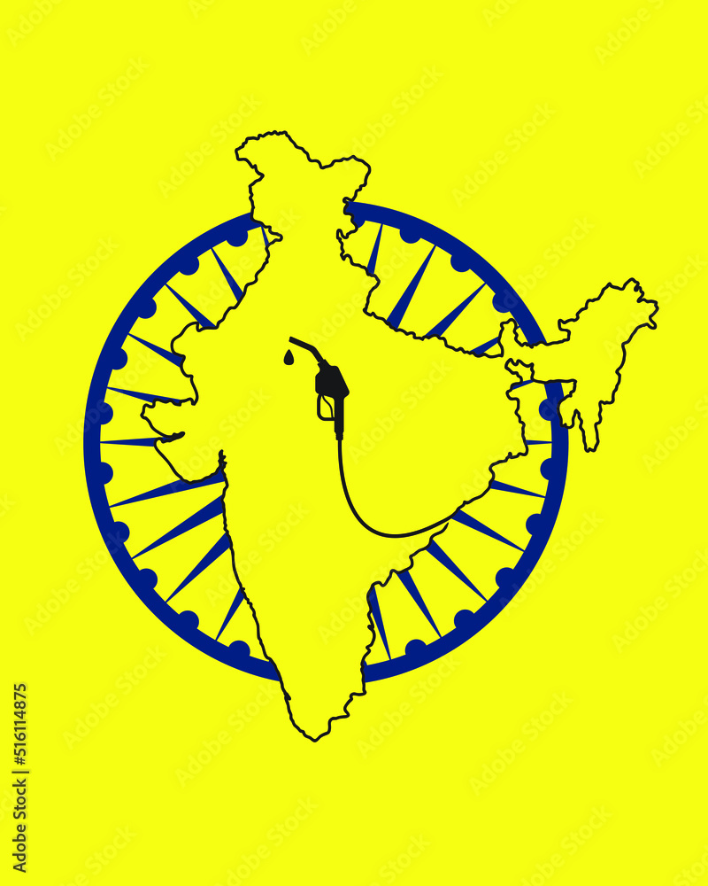 Indian map with petrol pump banner Design with Yellow background Stock ...