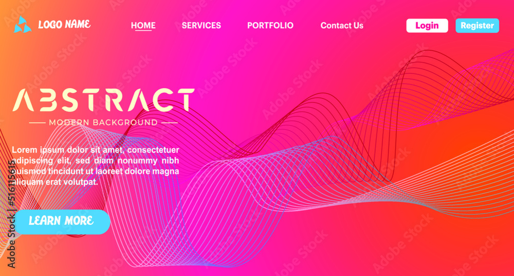 Abstract wavy stripes on a gradient background isolated. Wave line art ...