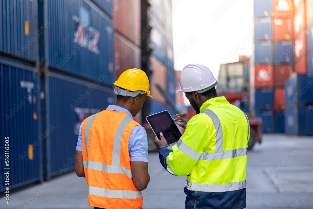 Container operator doing daily routine inspection while working in ...