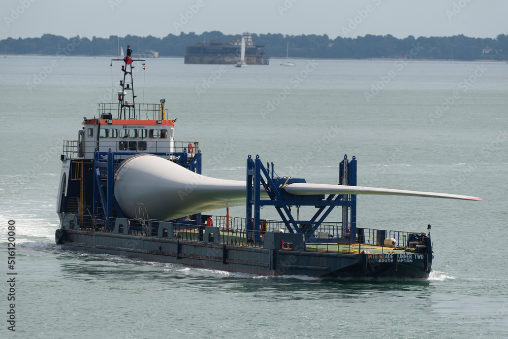 Portsmouth southern England UK. 2022. Wind turbine blade as cargo on ...