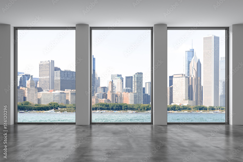 Downtown Chicago City Skyline Buildings from Window. Beautiful ...