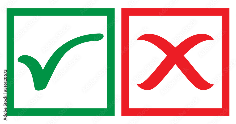 Set of Check and cross mark, yes and no symbol vector illustration, bad ...