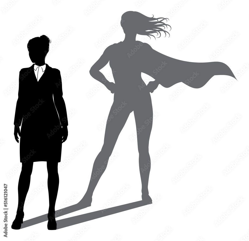 Superhero Business Woman With Super Hero Shadow Stock Vector | Adobe Stock