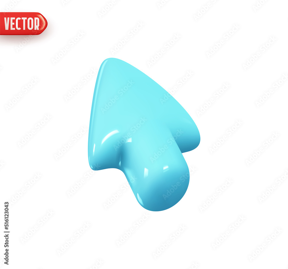 Arrow cursor. computer pointer arrow. Realistic 3d design In plastic ...