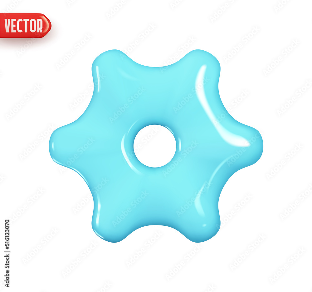 Cogwheel gear blue color. Cog wheels setting system. Realistic 3d ...