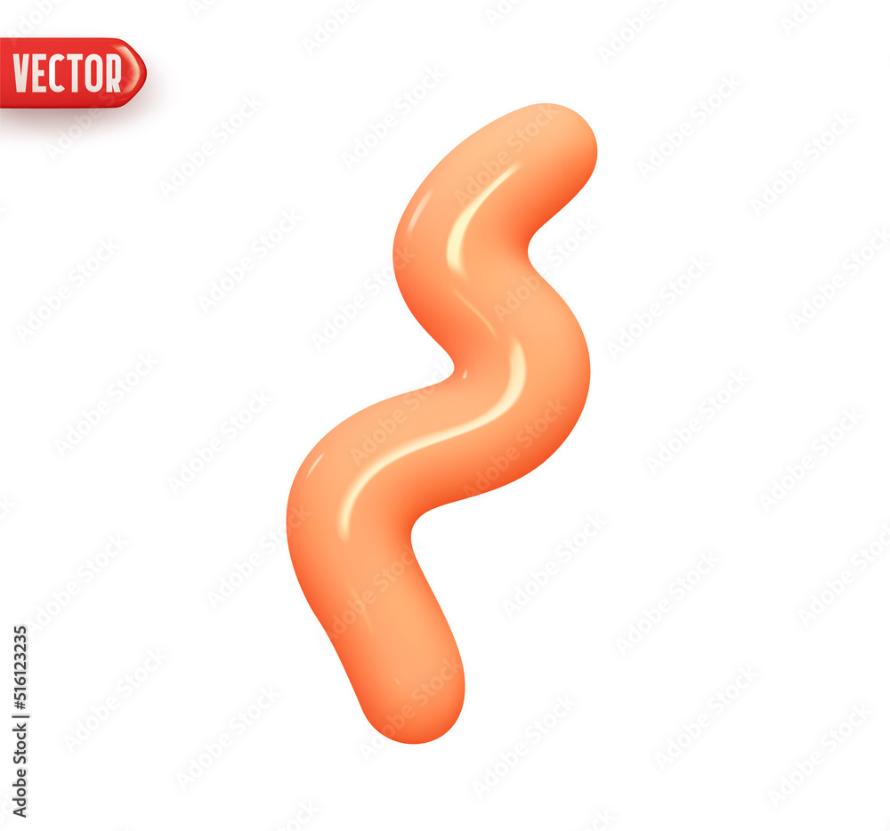 Spiral curve line decorative element peach orange color. Realistic 3d ...