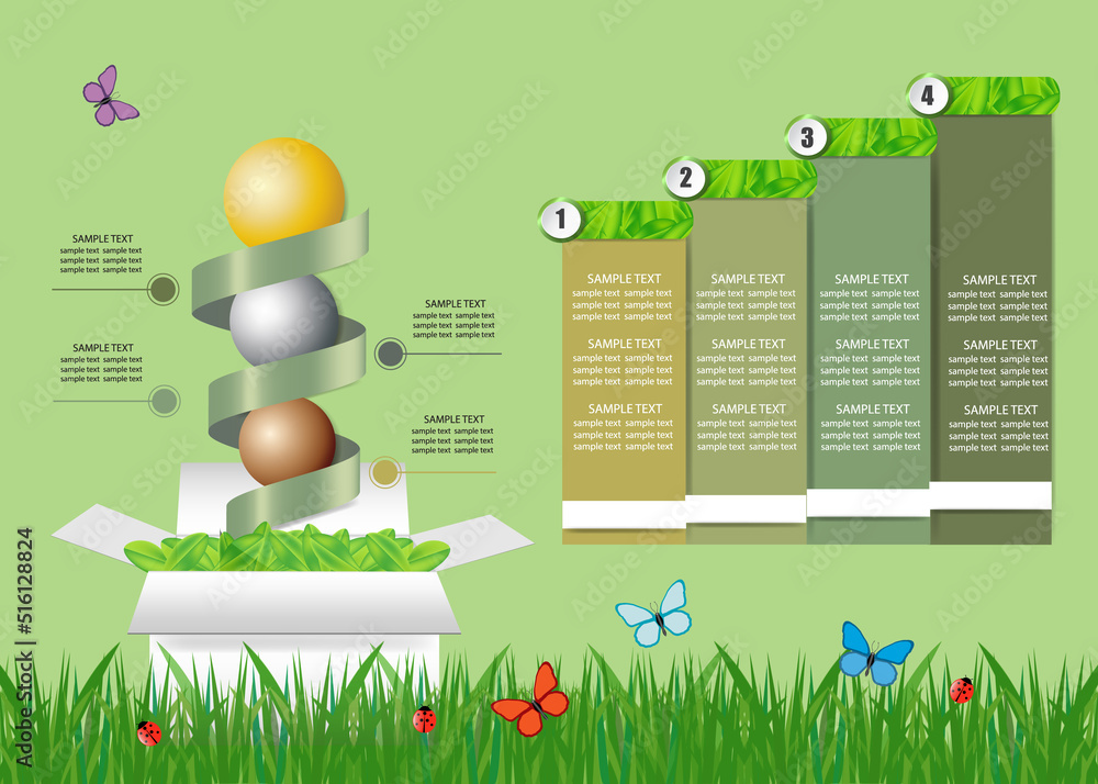 Ecological infographics vector in shades of green ready for your use ...
