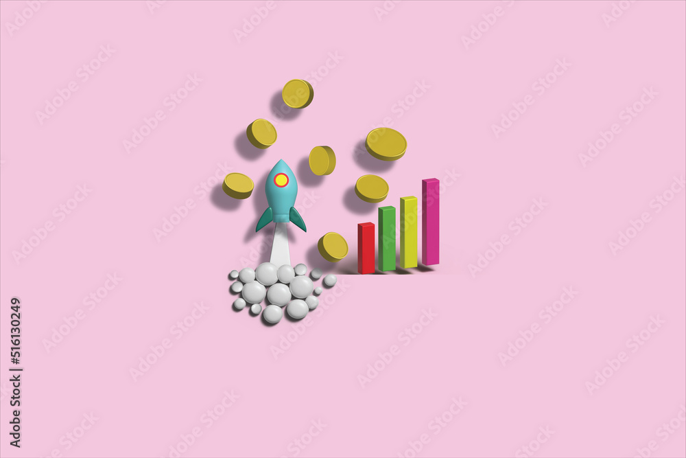 3d illustration sales summary graph concept portfolio graph sales data ...