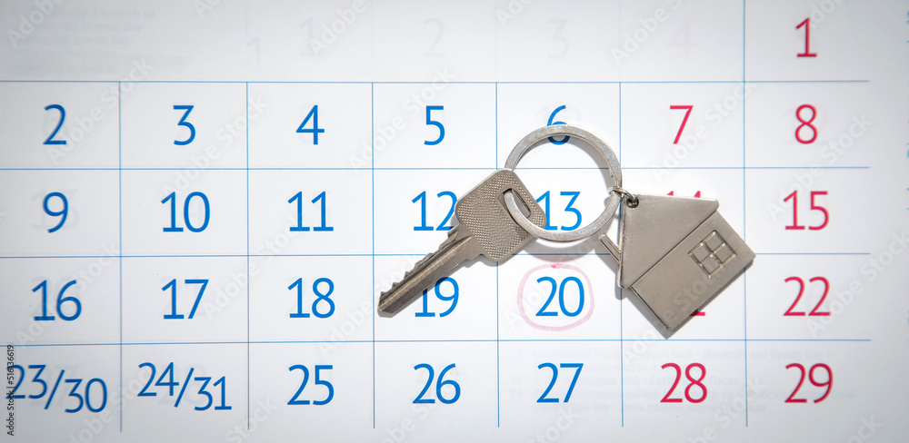 House keys on calendar background. Stock Photo | Adobe Stock