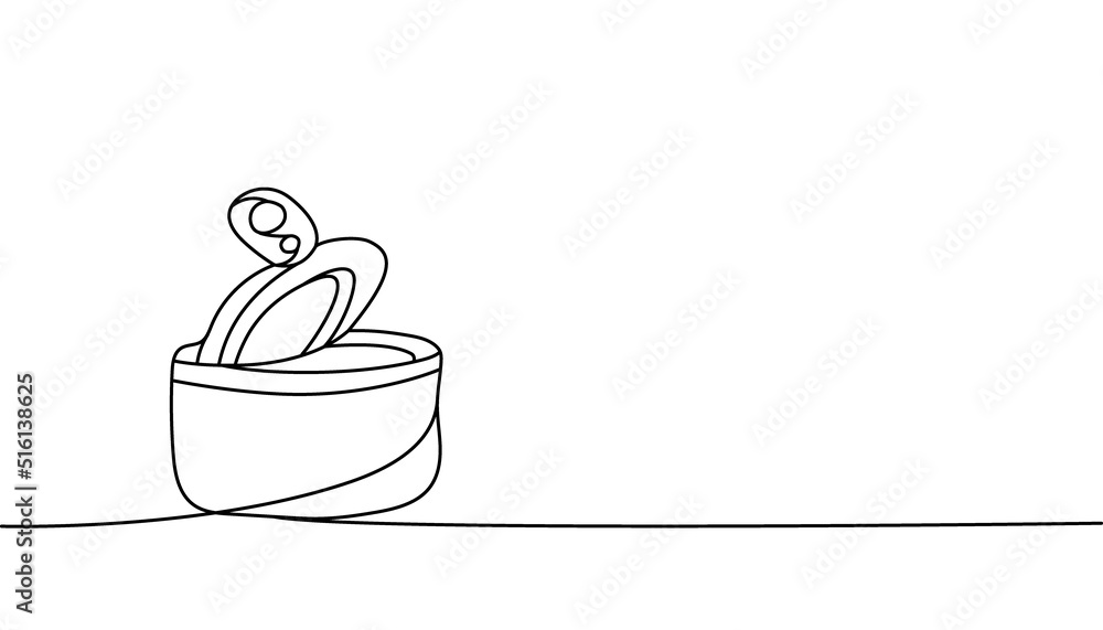 Metal tin can one line continuous drawing. Tin can continuous one line ...