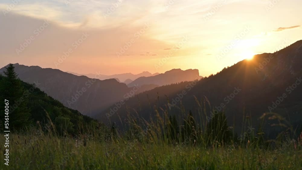 Sunrise over the mountains in Unken, Salzburg, Austria Stock Video ...