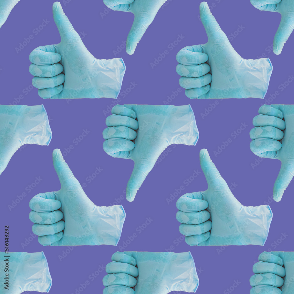 Seamless pattern of thumbs up and thumbs down signs for social networks ...