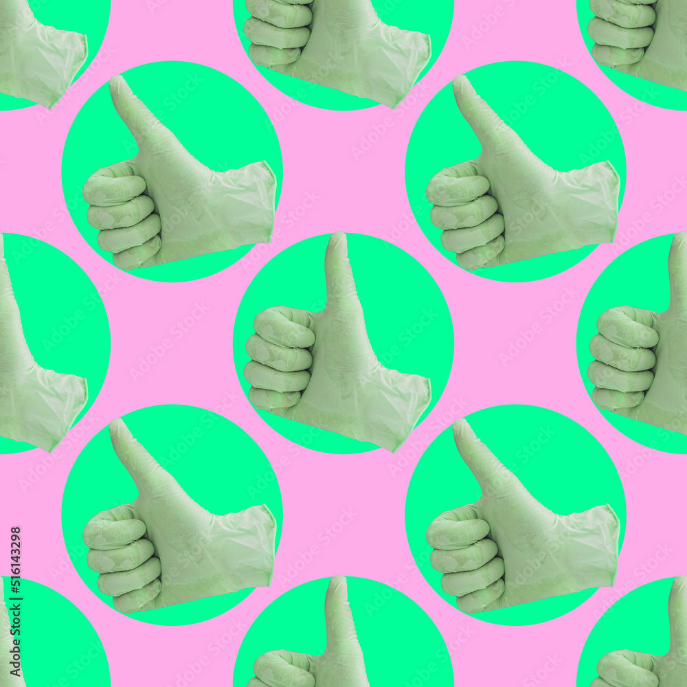 Seamless pattern of thumbs up signs for social networks. Stock Photo ...