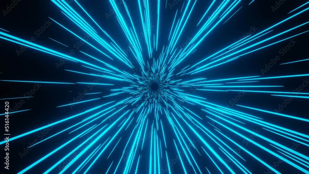 Flight through hyperspace, speed of light, tunnel. 3d animation ...