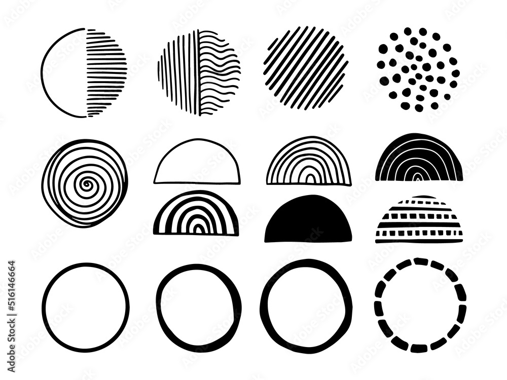 Vector set background. Round geometry group batik graphic. Hand drawn ...