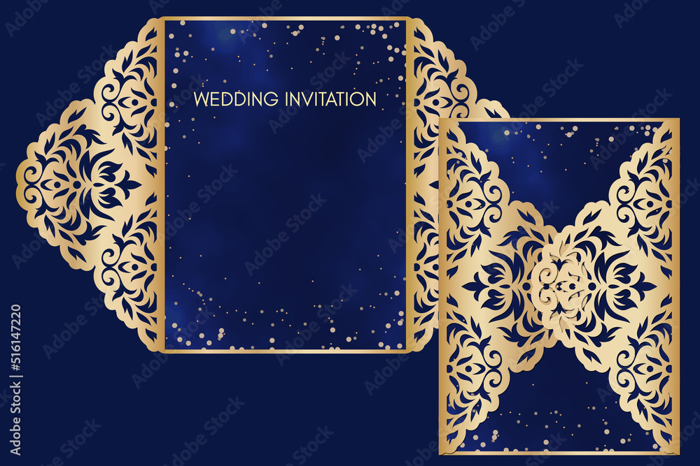 Royal Blue Damask Wedding Invitations