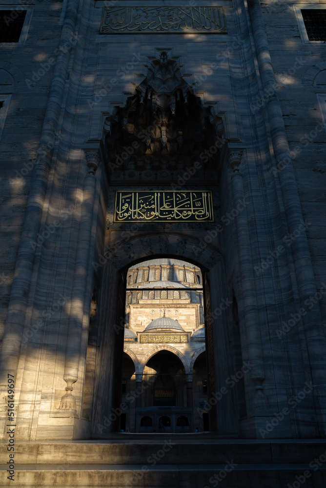 The Entrance of Suleiman the Magnificent Mosque in Istanbul Stock Photo ...