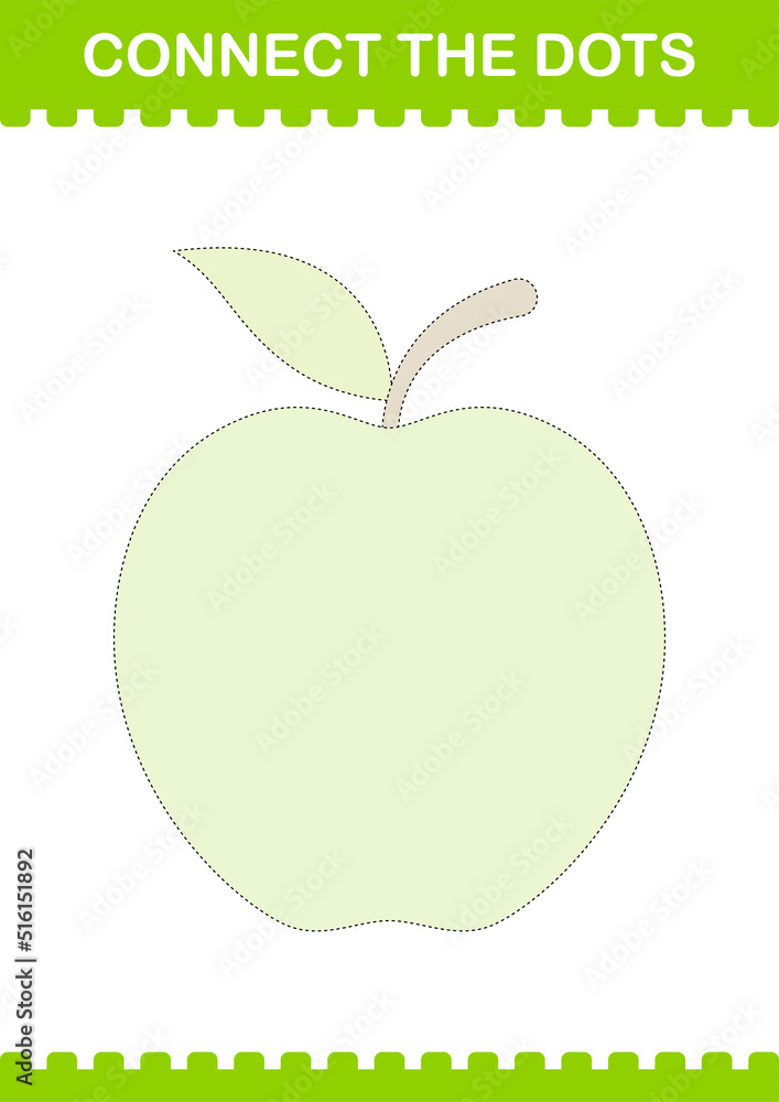 Connect the dots Apple. Worksheet for kids Stock Vector | Adobe Stock