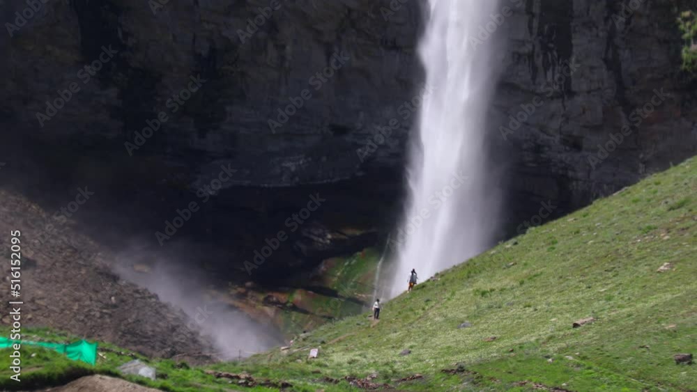 majestic sissu waterfall in lahaul spiti valley in himachal pradesh ...