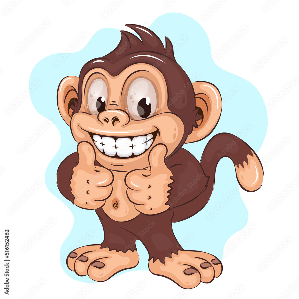 Thumbs up Monkey Cartoon. Colorful illustration of cartoon monkey ...