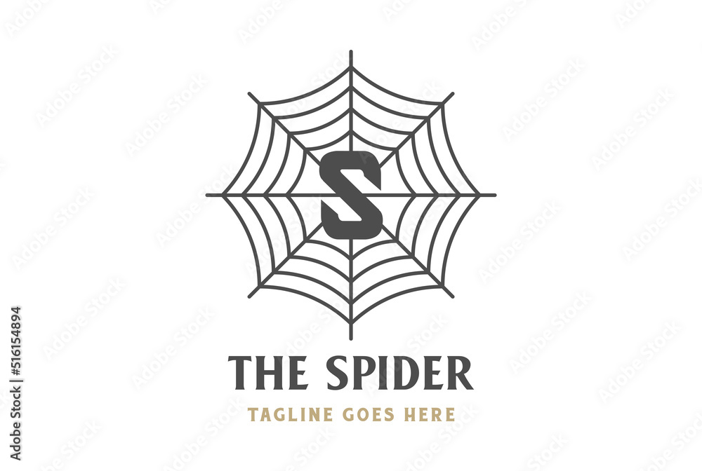 Vintage Initial Letter S for Spider Net Logo Design Vector Stock Vector ...