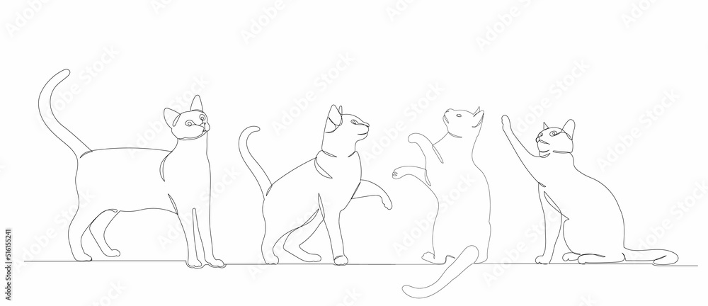 one continuous line drawing of a cat vector Stock Vector | Adobe Stock