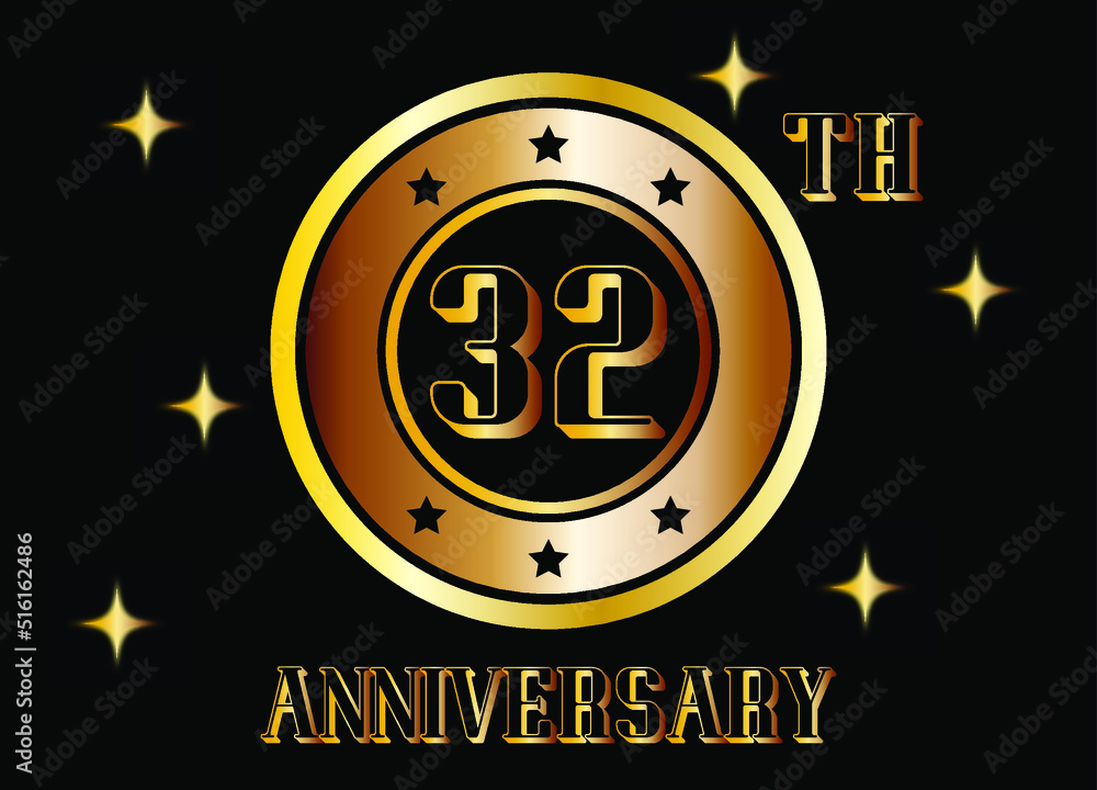 32 years anniversary golden. Poster Design for anniversary event party ...