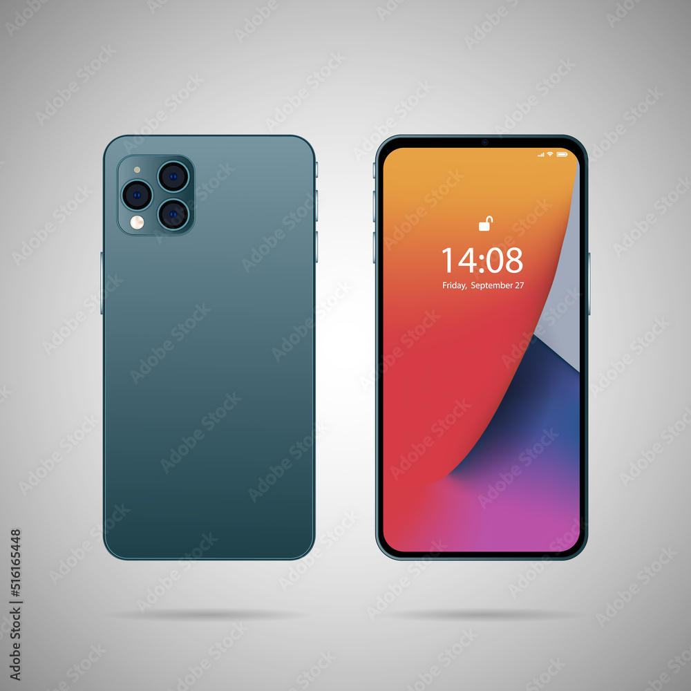 Smartphone. Front and back view vector illustration. Stock Vector ...