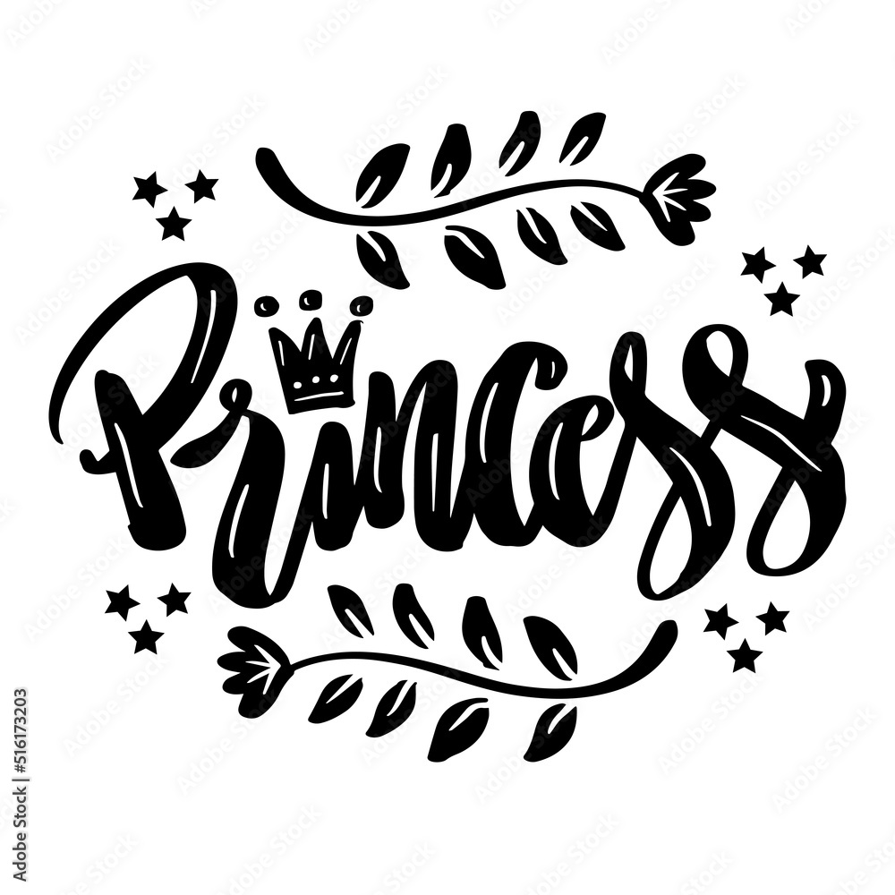 Princess text hand lettering poster Stock Vector | Adobe Stock